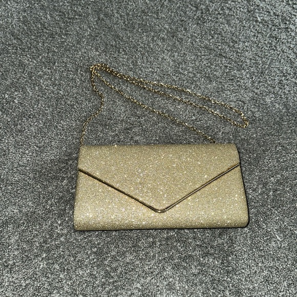 Bags | Gold Clutch With Chain | Poshmark